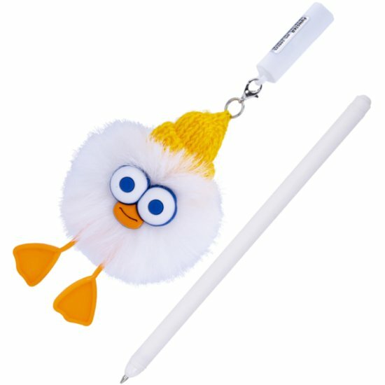 Ручка Funster с пушистой подвеской шариковая (фанстер) "FLUFFY DUCK", синяя, ассорти, пишущий узел 0,7 мм, 144525