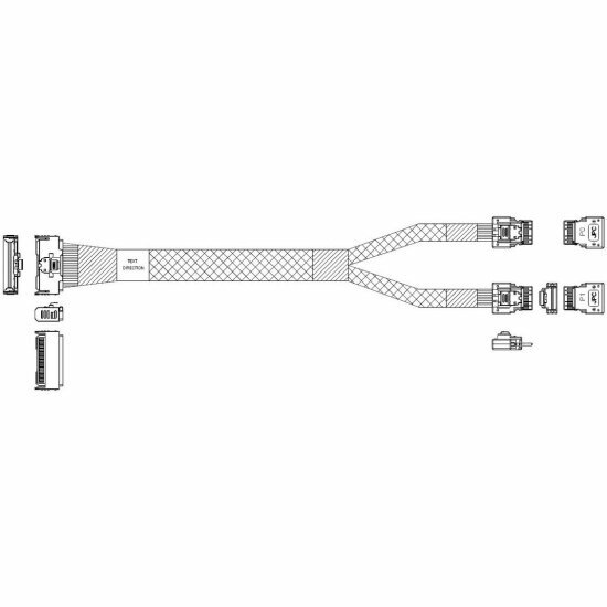 Кабель Diliving DLMC74-8871 Cable MCIO x8 74P (прямой) -TO- 2x Slimline SAS x4 38P (SFF8654, прямой) , 85 Ohm, L:80cm (CMC254)