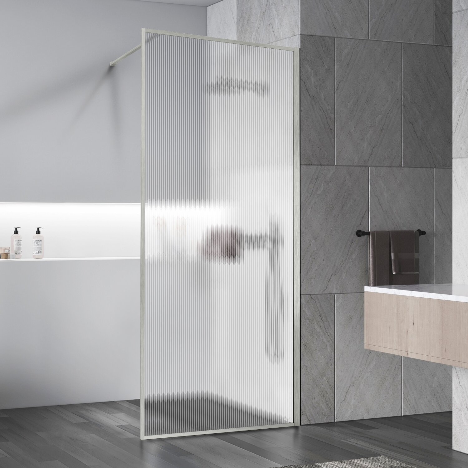 Душевая перегородка Walk In Vincea Walk in HP Art 90x200 VSW-1HP900FLBN стекло рифленое, профиль брашированный никель