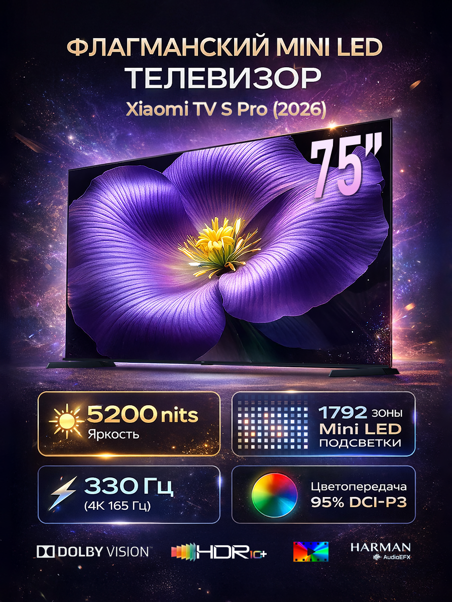 Телевизор Xiaomi TV S Pro 75 Mini LED 2026 (Русское Меню)
