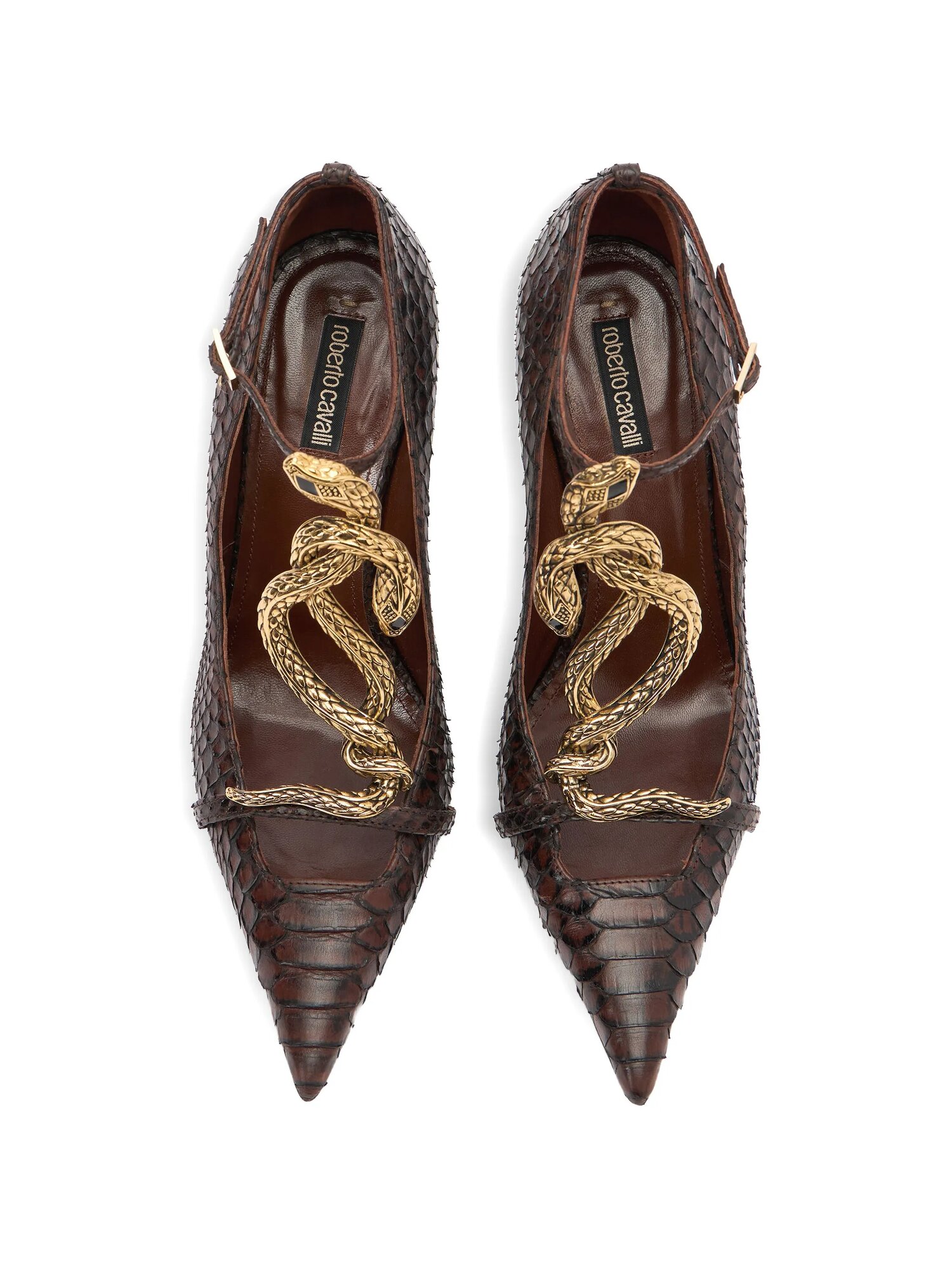 Туфли Roberto Cavalli Snake-motif pumps, размер 39, brown — фото 1