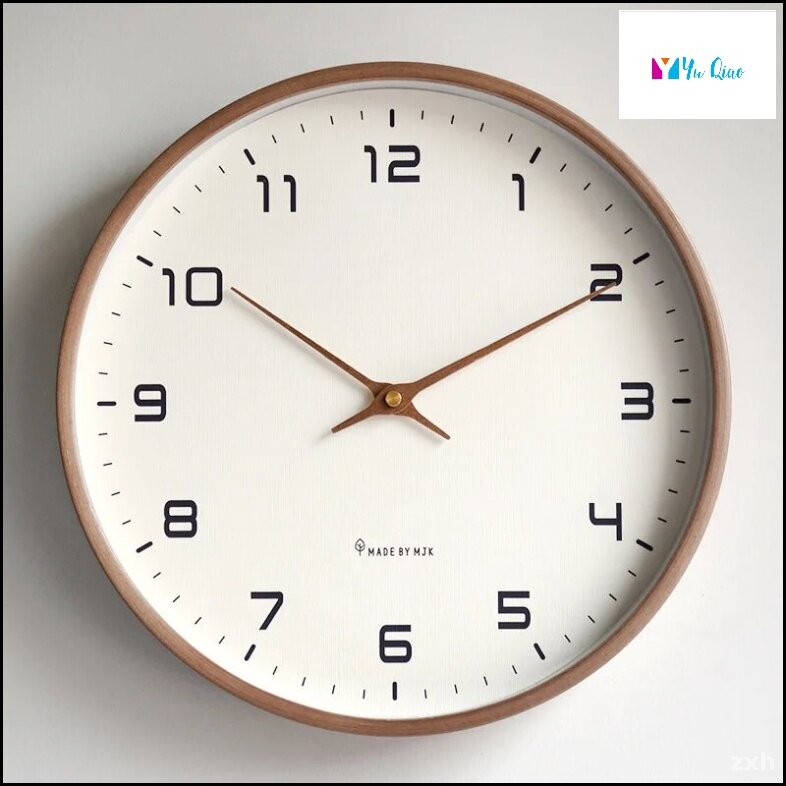Настенные часы из дерева в скандинавском стиле Бежевый, No second hand, 10 дюймов