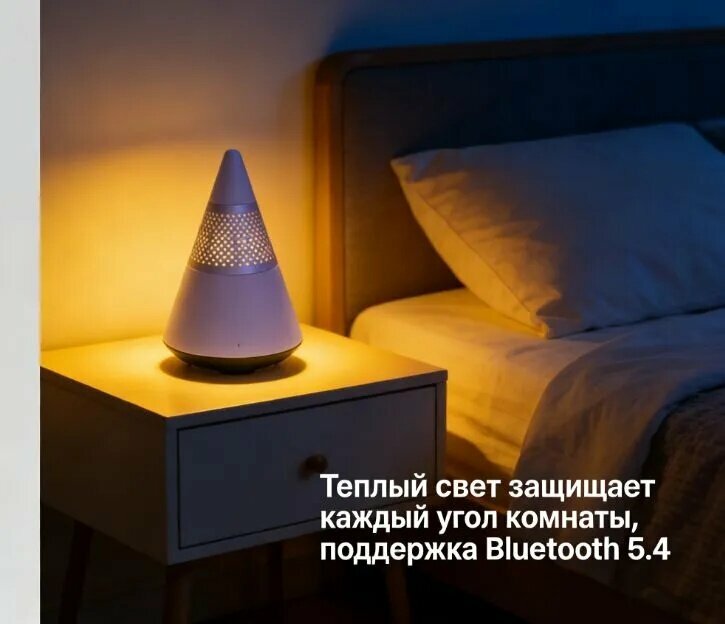 Блютуз колонка ночник с беспроводной зарядкой и подсветкой/Умный ночник Bluetooth колонка с подсветкой, беспроводная зарядка,