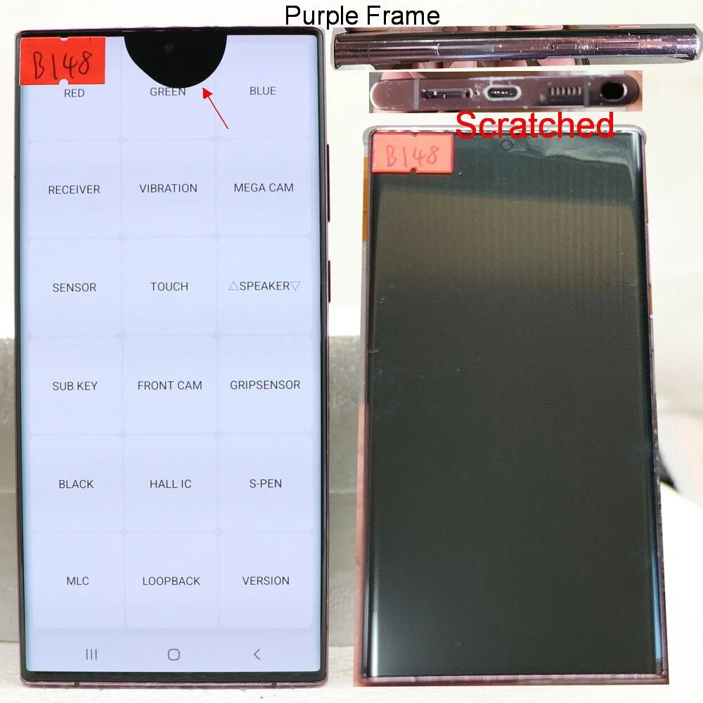 Для Samsung Galaxy S22 Ultra 5G ЖК-дисплей SM-S908 S908F S908U S908N AMOLED Purple Frame B148