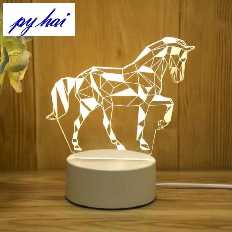 Креативный USB-подключаемый светодиодный ночник Белая лошадь