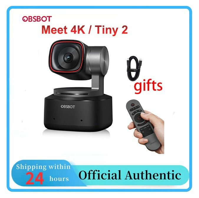 OBSBOT Tiny 2 веб-камера 4K голосовое управление PTZ AI отслеживание многорежимной автофокусной веб-камеры с 1/1,5" сенсором управления жестами 60 FPS