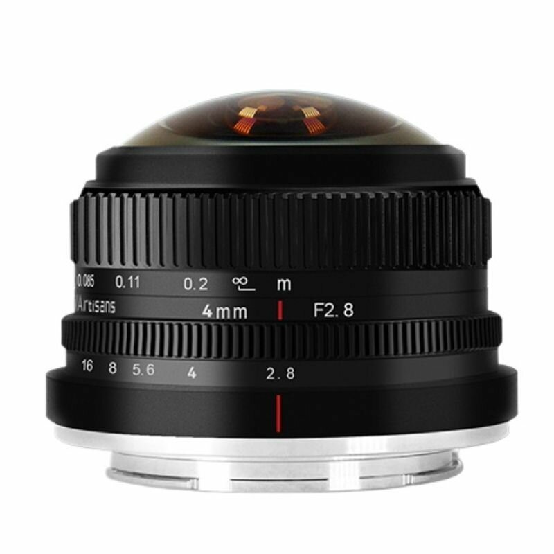 Объектив 7artisans 4mm F2.8 225 градусов APS-C с круговым обзором "Рыбий глаз" MF Prime для Sony E Fujifilm X Micro 4/3 Canon EOS-M