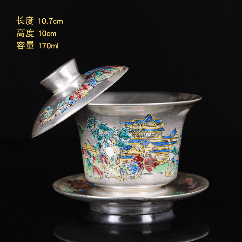 Элитный серебряный чайный сервиз из чистого серебра 999 пробы, чайник с ручной резьбой и плавающей крышкой, полный комплект сборного чайного сервиза для кунг-фу.