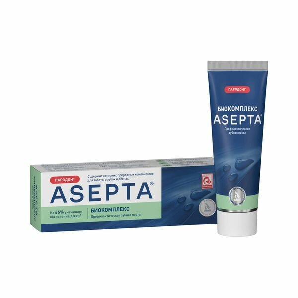 Паста зубная биокомплекс здоровые десны Асепта 75мл