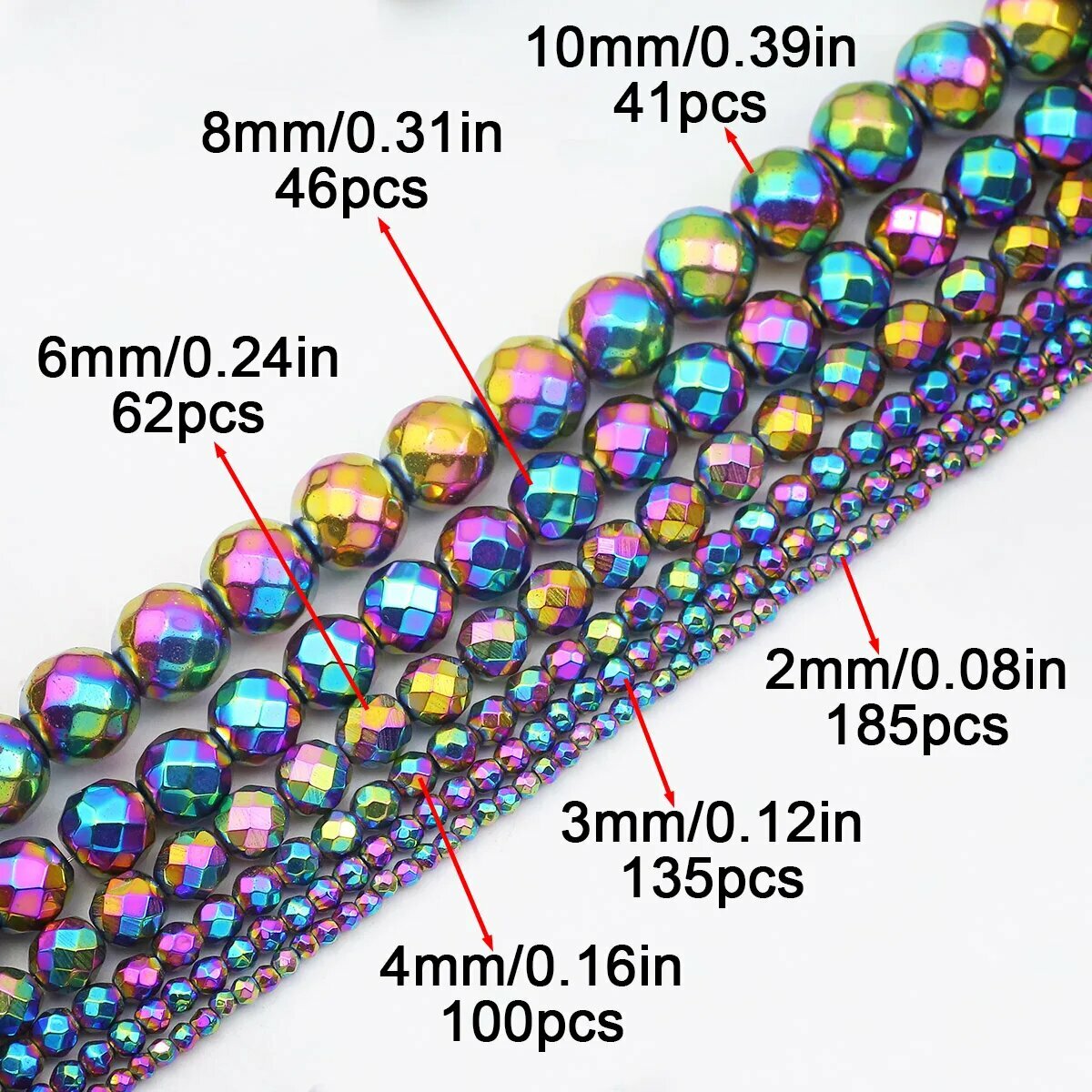 BTFBES 2-10 мм серебряный цвет круглые бусины натуральный камень гематит драгоценный камень немагнитный свободный шар для ювелирных изделий браслет ожерелье DIY 15 дюймов