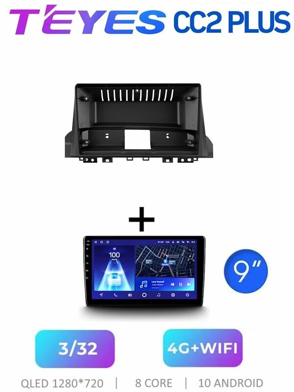 Магнитола 9" Teyes CC2 Plus 3/32 Gb для JAC JS4 iEVS4 Refine S4 2018-2023 0 din