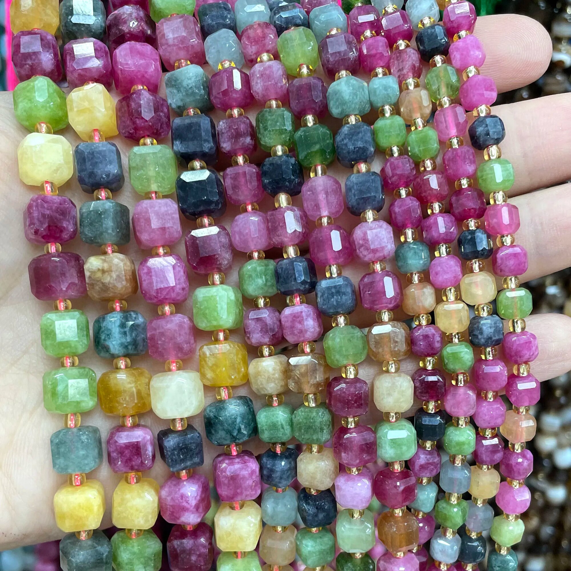 5 6 8 мм натуральный камень квадратные граненые агаты аквамарин турмалин халцедон куб разделительные бусины для изготовления ювелирных изделий аксессуары «сделай сам»