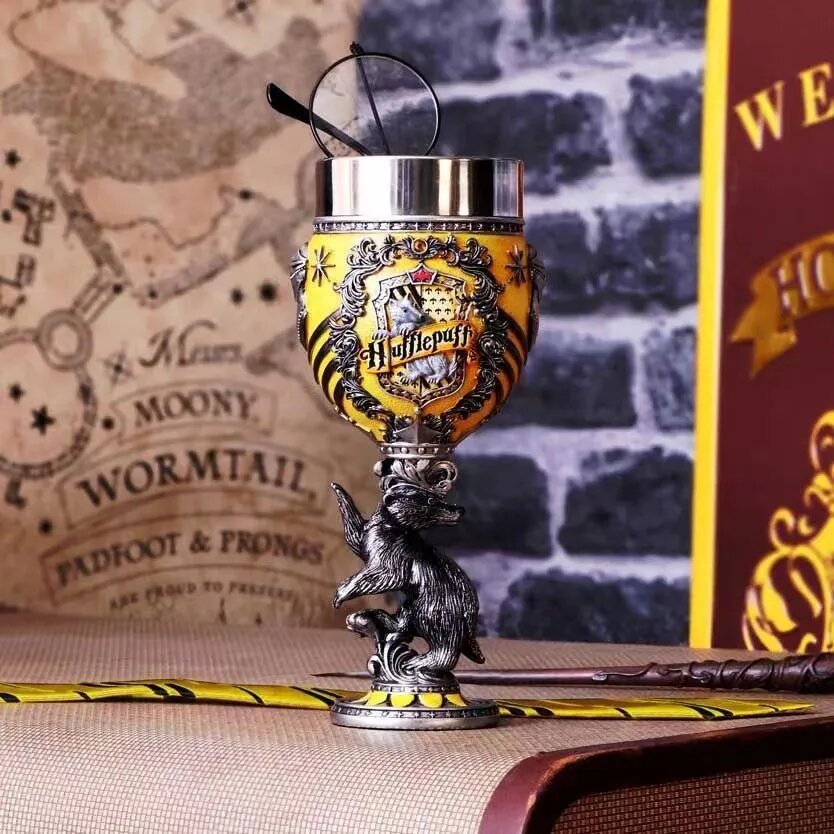 Кубок Hufflepuff 200 мл (1 шт) - Золотой кубок для вина из латуни с персонажем