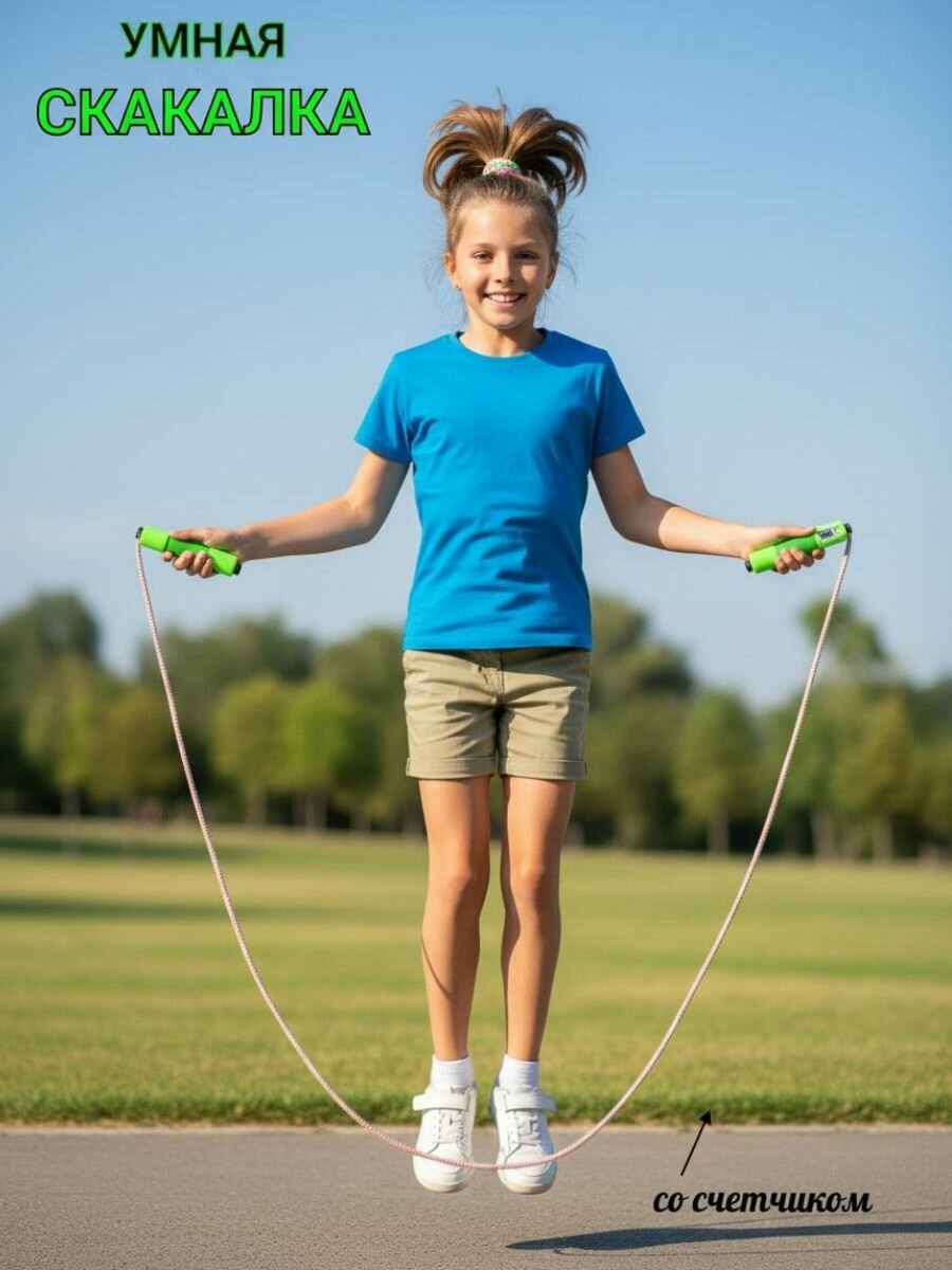Скакалка со счетчиком прыжков для скиппинга и фитнеса детская, гимнастическая