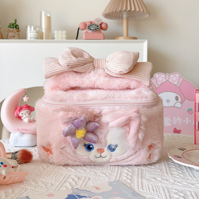 Милая плюшевая косметичка с изображением собаки-повара ЛинаБелл, симпатичная маленькая квадратная сумка для хранения, портативная дорожная сумка.