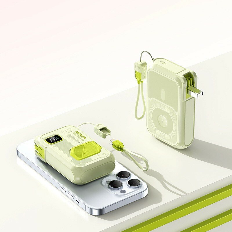 Магнитный беспроводной зарядный банк на 20000 мАч, 2-в-1, сверхбыстрая зарядка 22,5 Вт со встроенным кабелем