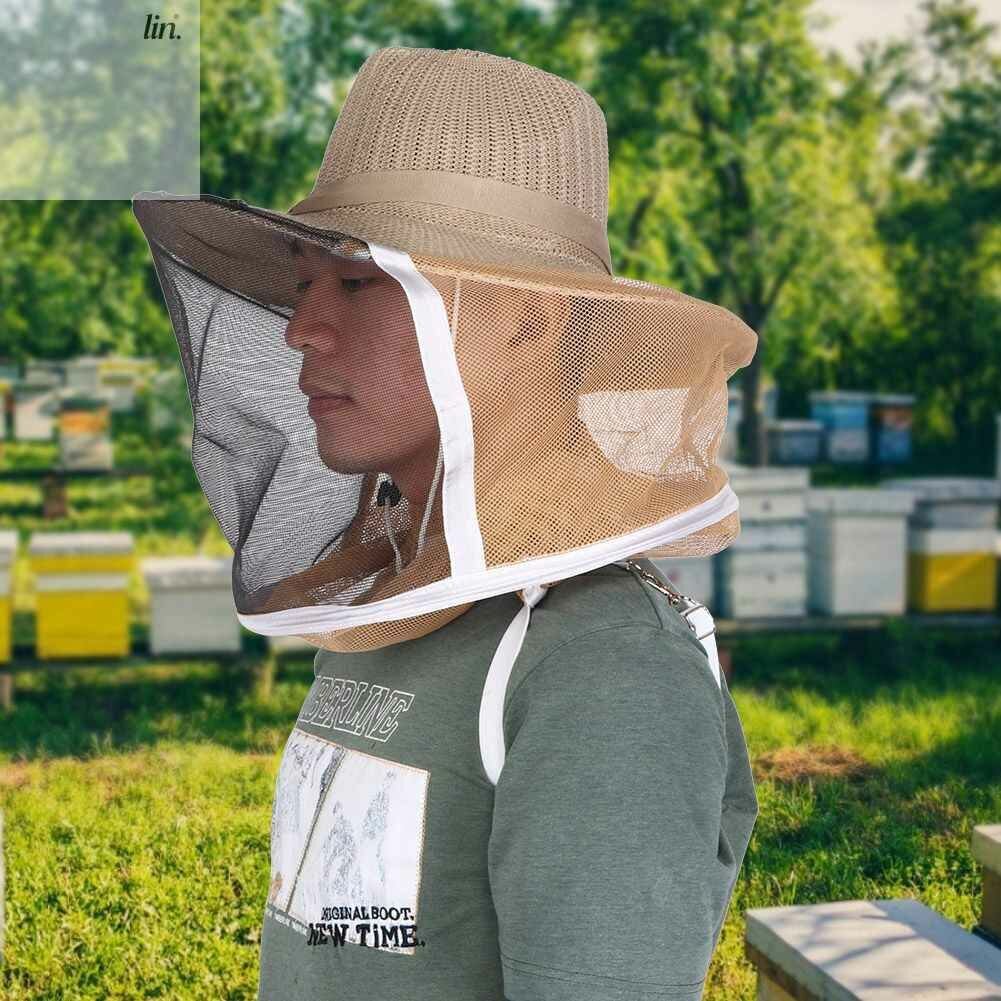 Защитная шляпа для пчеловодов, хлопок, лен, с сеткой, 360° защита, 1 шт
