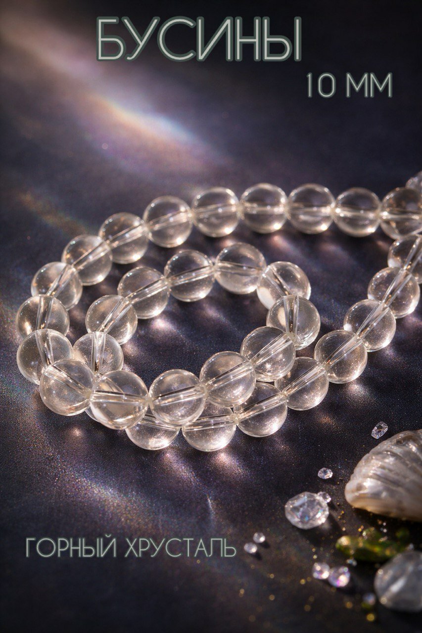 Горный хрусталь, бусины 10мм, около 38 шт для украшений