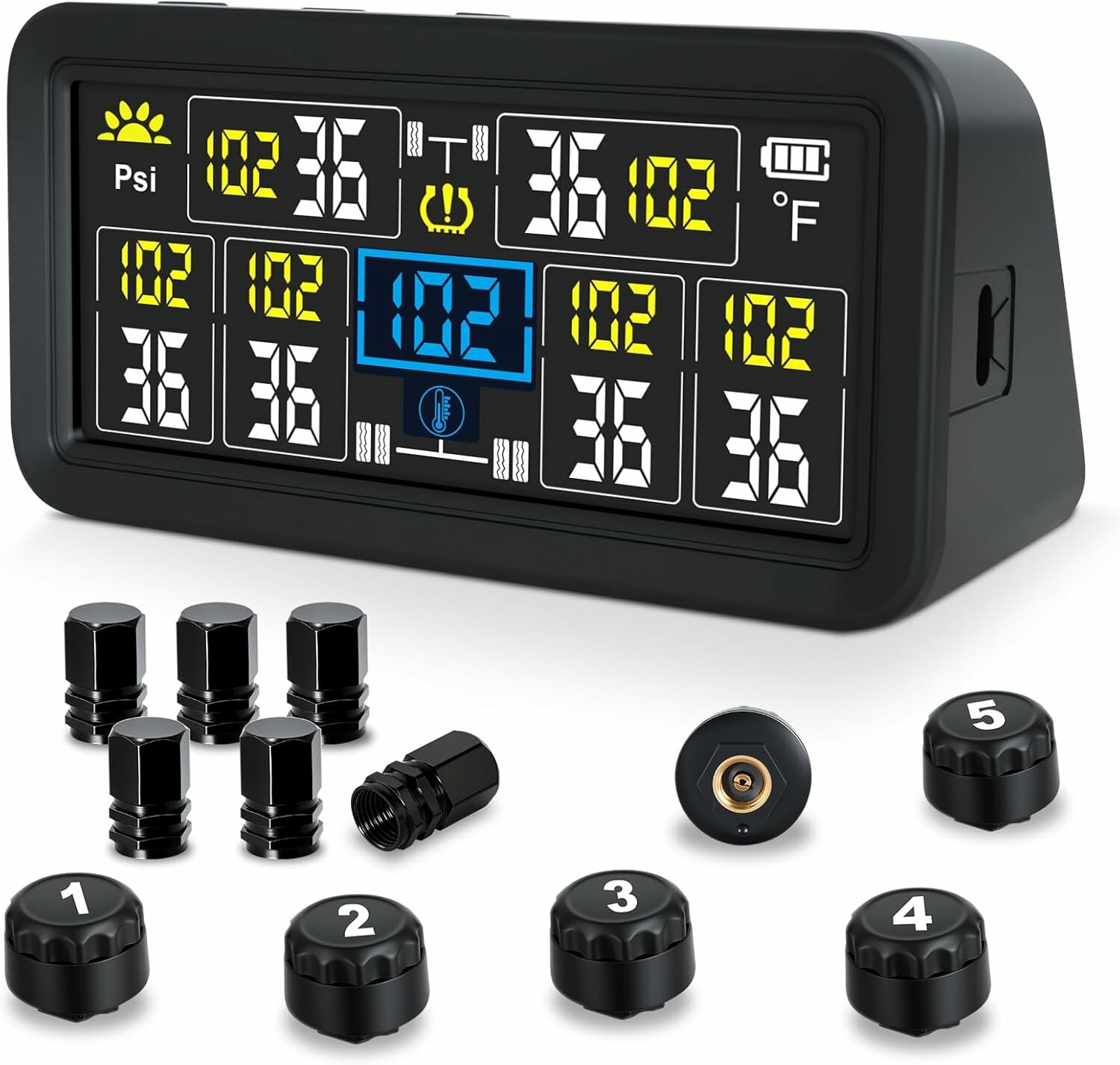 Система контроля давления в шинах, монитор давления в шинах TPMS с солнечной зарядкой и USB, TPMS с 6 датчиками и 6 режи
