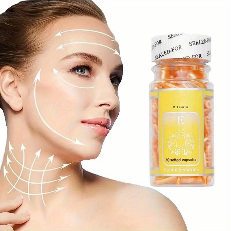 90 Капсул Эссенции Для Лица С Витамином Е, Укрепляет Кожу Лица И Шеи, Увлажняет И Питает, Нейтральная Основа Под Макияж