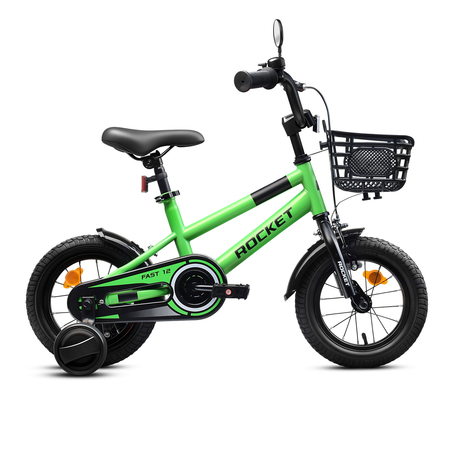 Велосипед Rocket Fast 12", 1 скорость, надувные колеса, для детей от 3 лет, зеленый