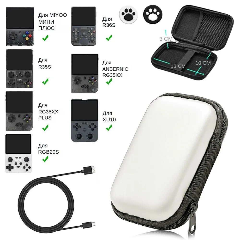 Жесткий чехол из ЭВА с 2 крышками джойстика для Miyoo Mini Plus/RG35XX/R36S/R35S