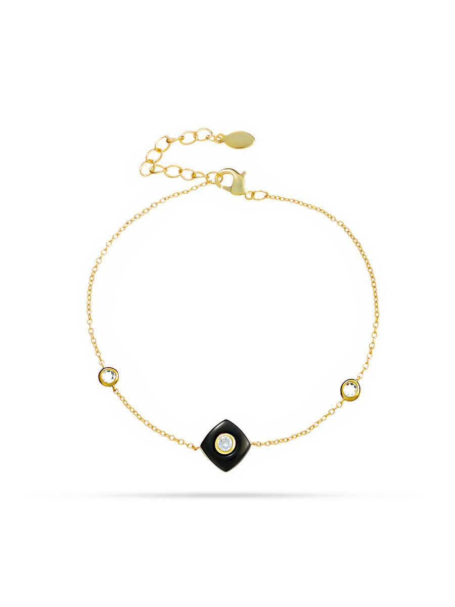 Браслет, серебро, 925 проба, керамика, фианит