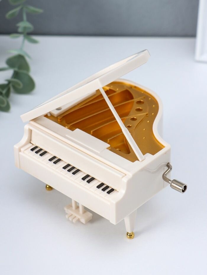 Шкатулка музыкальная механическая Пианино , белая, 9 10.5 6.2 см