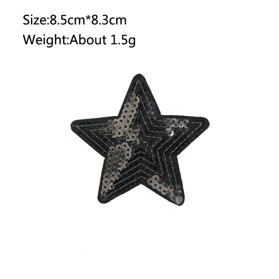 Термоаппликация звезда с блестками, 8.5x8.3см, Yang-BU2023-0001-5