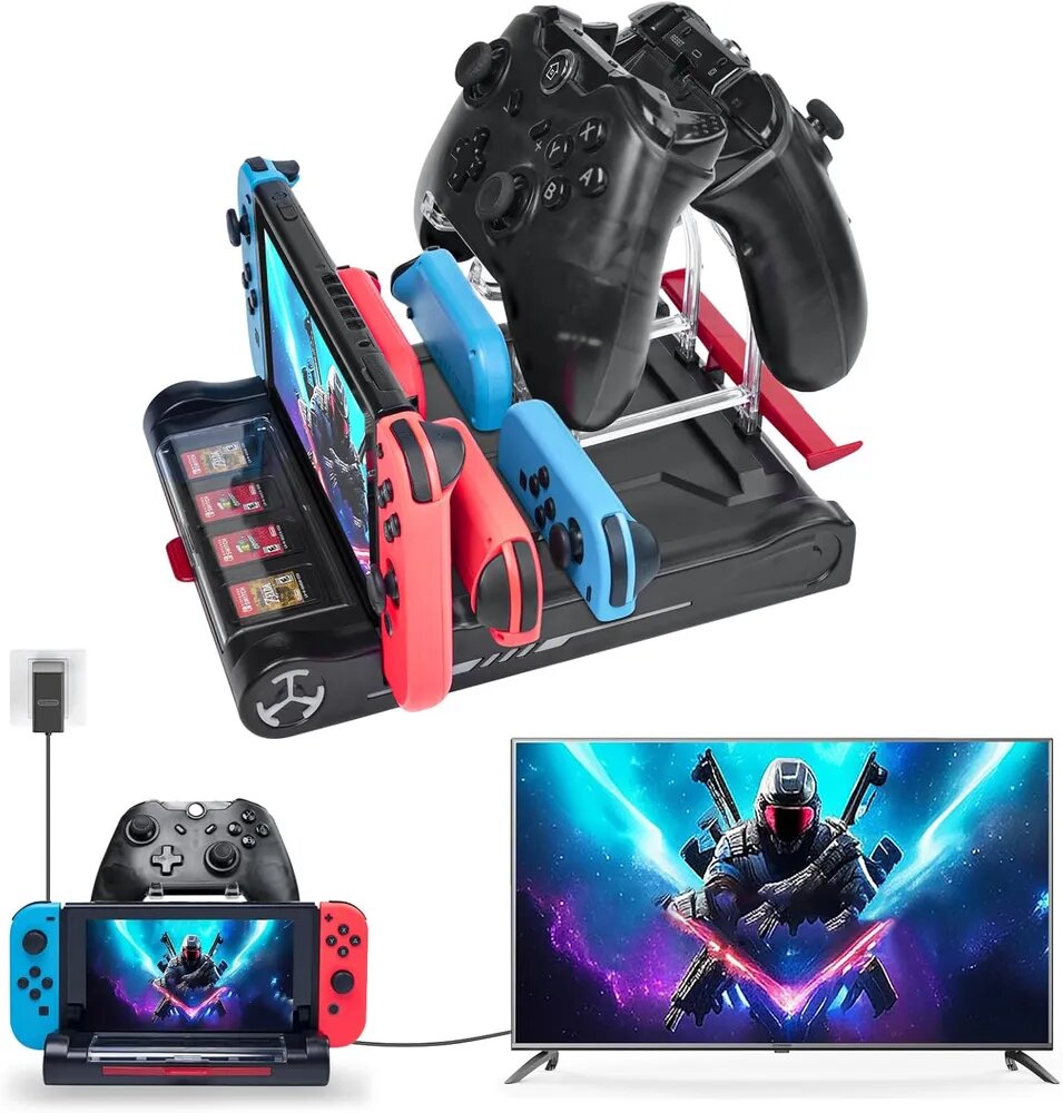 XY Док-станция для Nintendo Switch TV с зарядкой Joy-Con, поддержкой 4K/1080P HDMI, RGB-подсветкой и 3 USB-портами, черный