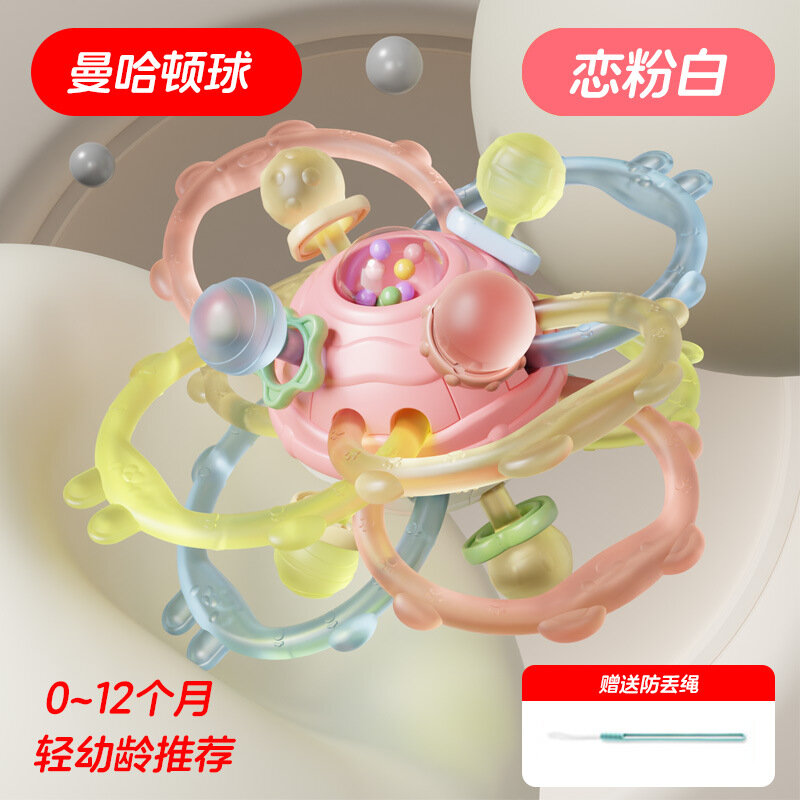 Манхэттенский ручной мячик для раннего развития, силиконовая погремушка для прорезывания зубов, обучающая игрушка для тренировки хватки, приспособление против кусания пальцев.