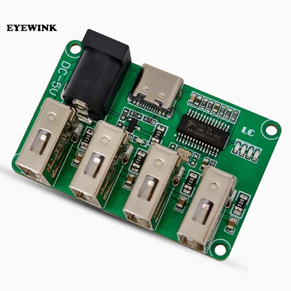 Модуль концентратора USB 2.0 1-–4 1-–1 4-портовый вход TYPE-C с боковым подключением, выход порта A