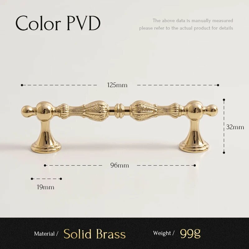 Сантая Латунные ручки для шкафов 6203-96-PVDJ