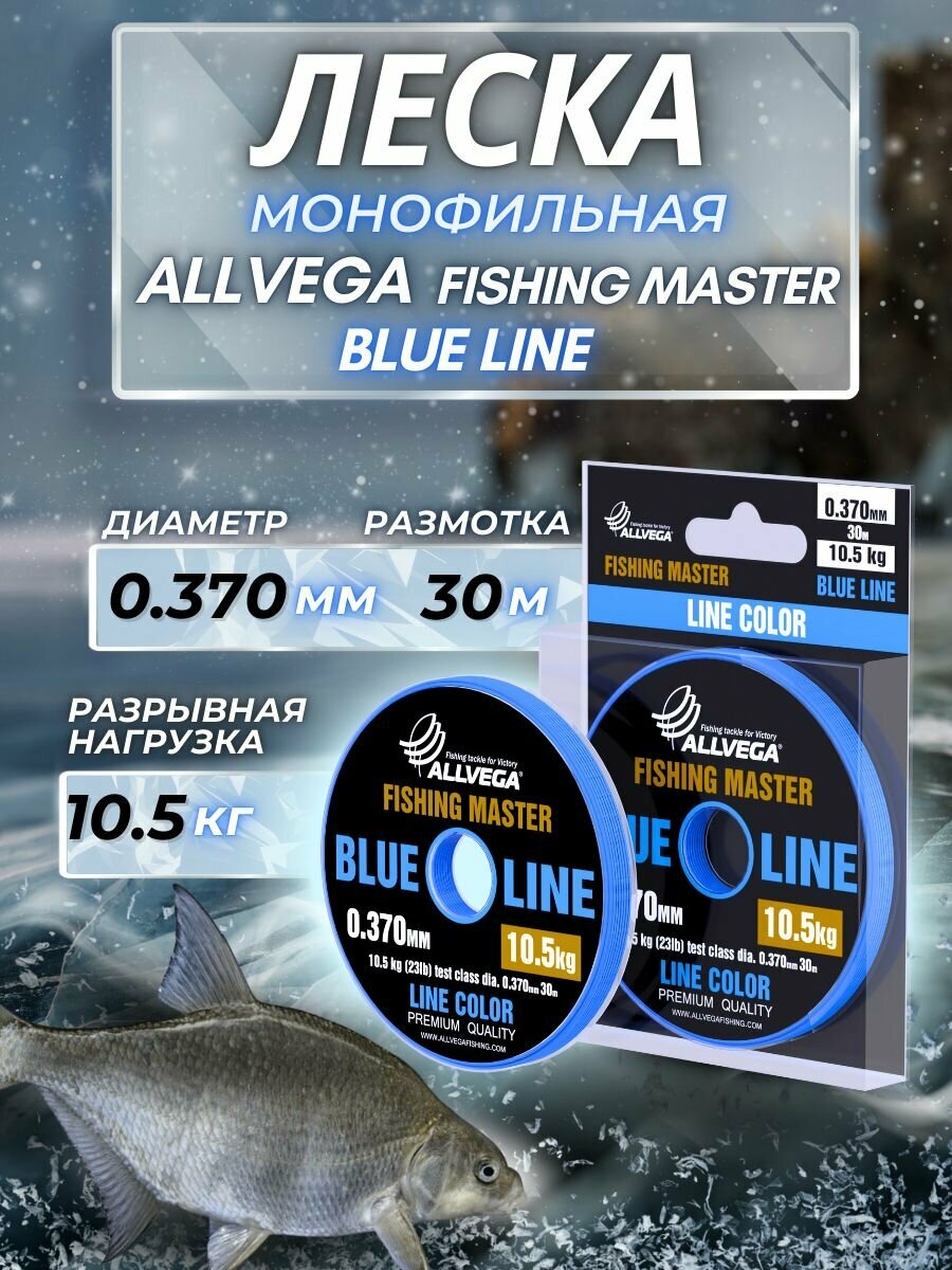 Леска для зимней рыбалки Fishing Master 0.37мм 30м 10.5кг голубая