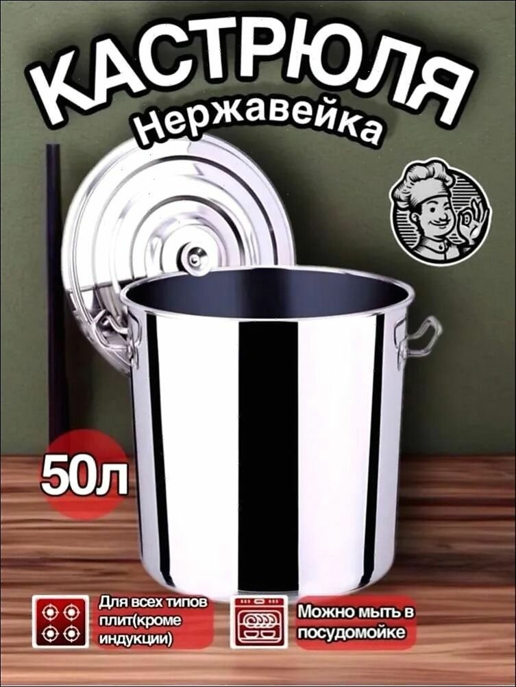 Кастрюля appetite, Металл, Нержавеющая сталь, 50 л