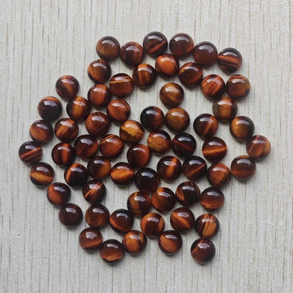 Натуральные красные кабошоны тигровый глаз 8 мм, 50 шт, fanren