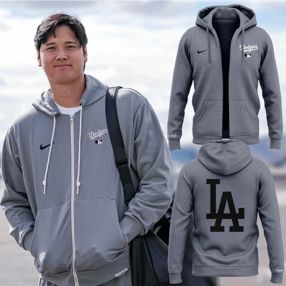 Комплект из толстовки с капюшоном и длинными штанами Los Angeles Dodgers Tokyo Series Collection Travel Black Logo Zip