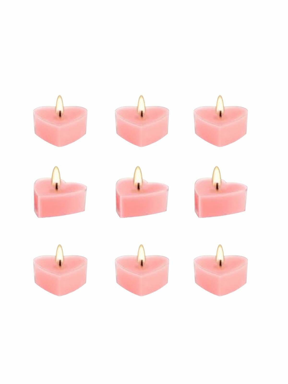 Свечи-таблетки в форме сердца (9 шт.) с ароматом розы: бездымные, горят 4 часа, для Дня влюбленных и романтического декора