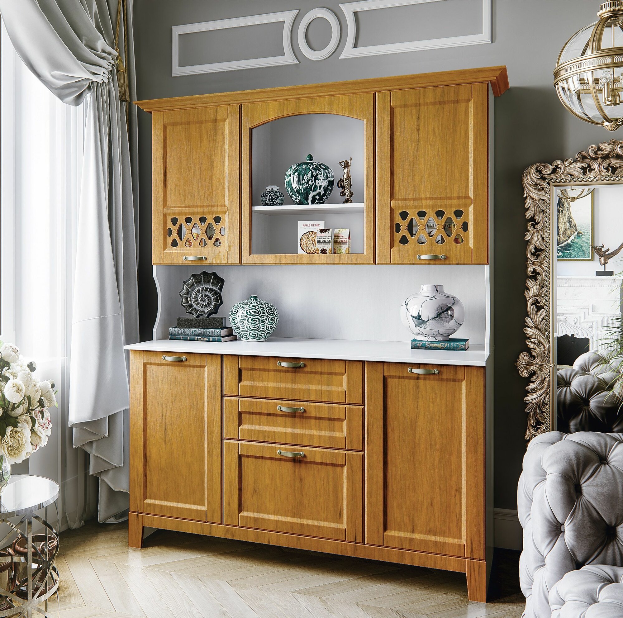 Буфет Милано (Орех, Белый)