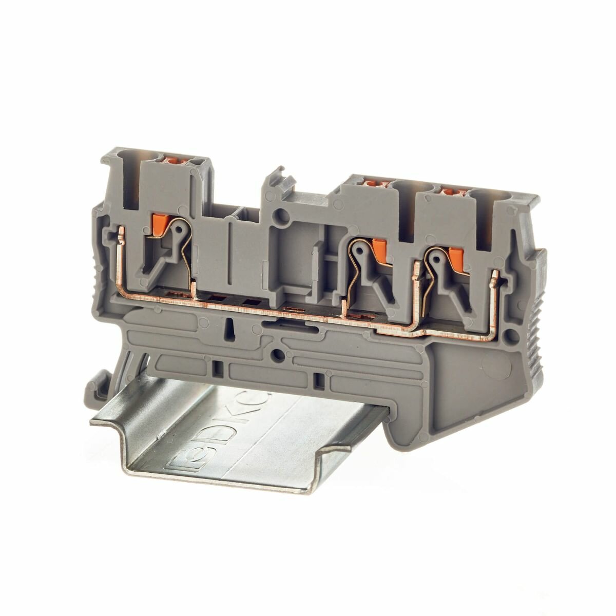 Клемма проходная зажим push-in 3 точки подключения 2.5кв. мм сер. DKC VPR-2.5-TWIN-GY