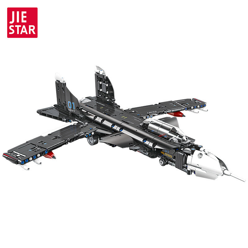 JIE STAR 58138 Pull Back Fighter 663 ШТ Собранная модель строительного блока из мелких частиц, игрушка