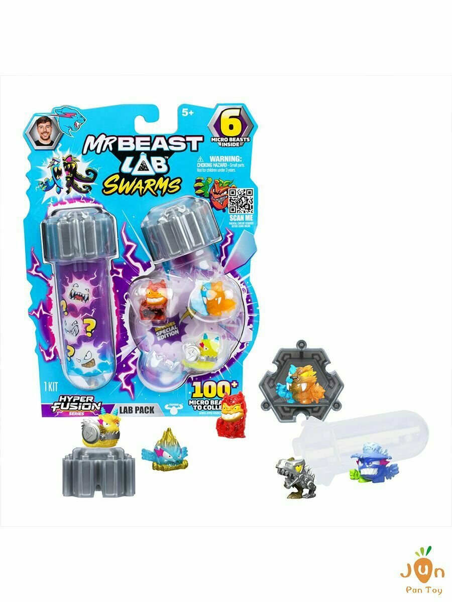 MrBeast Lab Swarms Series 3 6 Pack / детские игрушки с 6 миниатюрными куклами и аксессуарами, подходящие для детей от 5 лет и старше
