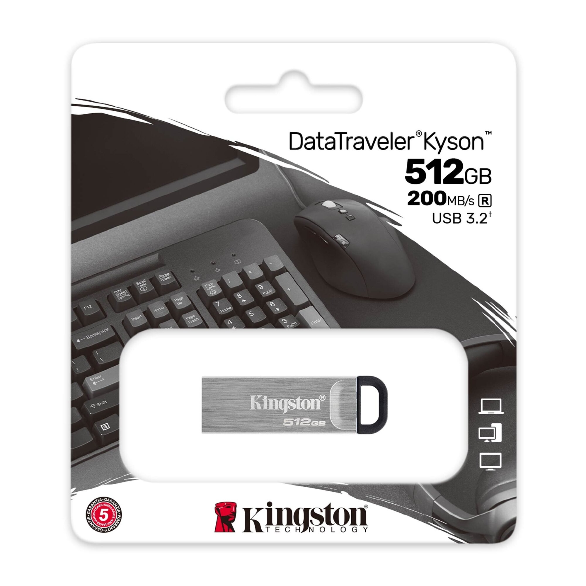 Флеш Диск Kingston 128Gb DataTraveler KYSON , (USB 3.2, 200 МБ/с при чтении, 60 МБ/с при записи)