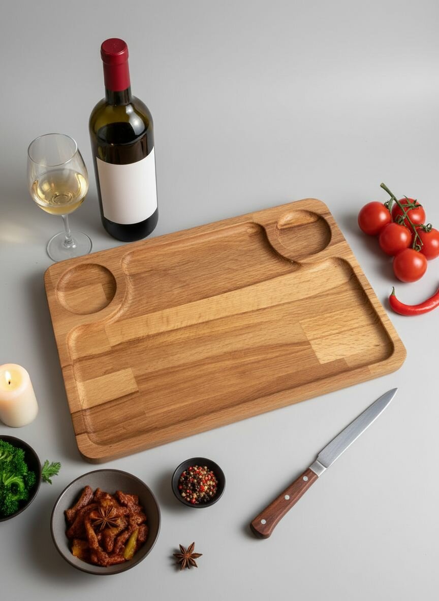 Доска сервировочная деревянная для подачи мяса и закусок краснодеревщик