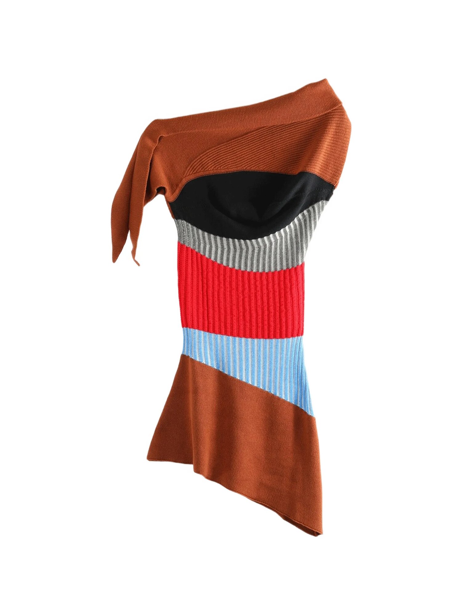 Платье KIKO KOSTADINOV Striped asymmetric mini dress