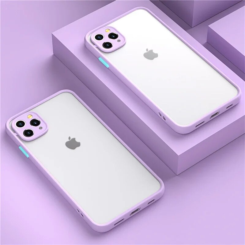 Чехол для iPhone 12 Purple, матовый, прозрачный, силикон