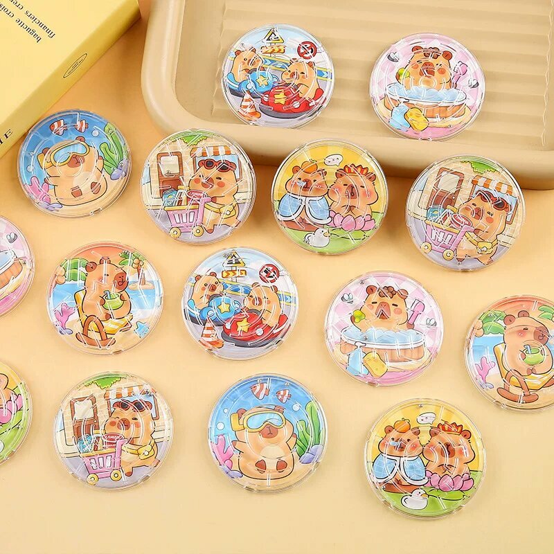 Интерактивная игра-лабиринт с капибарой для детей: 10 штук образовательной игрушки с шариками, детская головоломка с