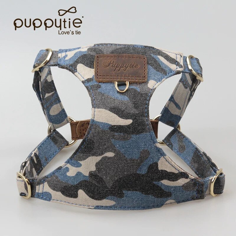 Puppytie Джунгли Синий Собачья Шлейка без Поводка для Средних Собак L