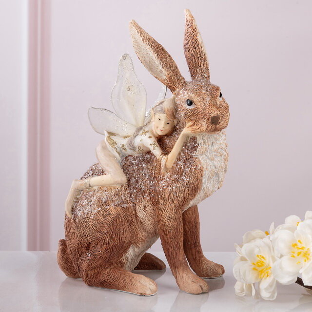 Декоративная фигура Лесная фея и Заяц - Волшебный лес Бенуа 22 см, Goodwill, D44106