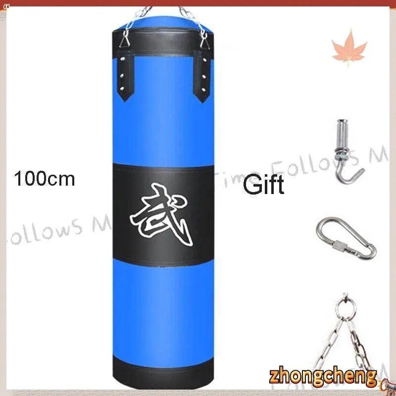 Боксерская груша для тренировок синего цвета 100 см для взрослых и детей, в подарок крепления